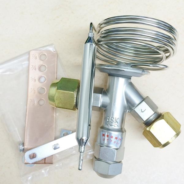 ▽特徴●ホットガスデフロスト方式の装置にも使用可能です。●フレア継手形にはストレーナーが内蔵されています。▽仕様●最高使用圧力：2.2MPa●気密試験圧力：2.5MPa●本体及び感温部最高温度：80℃●静止加熱度調整範囲：1〜7℃●冷媒：R...