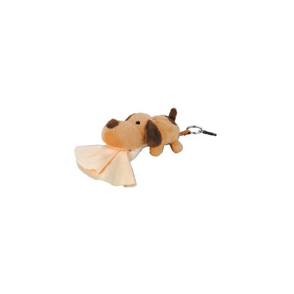 かわいい動物たちのメガネ拭き《商品説明》本体サイズ：約95×約40×約42ｍｍクロスサイズ：φ120ｍｍ素材：ポリエステル起毛地+マイクロファイバー《ポイント》口の中から飛び出すセリートとお腹の部分は汚れをキャッチするめがねふきクロス素材で...