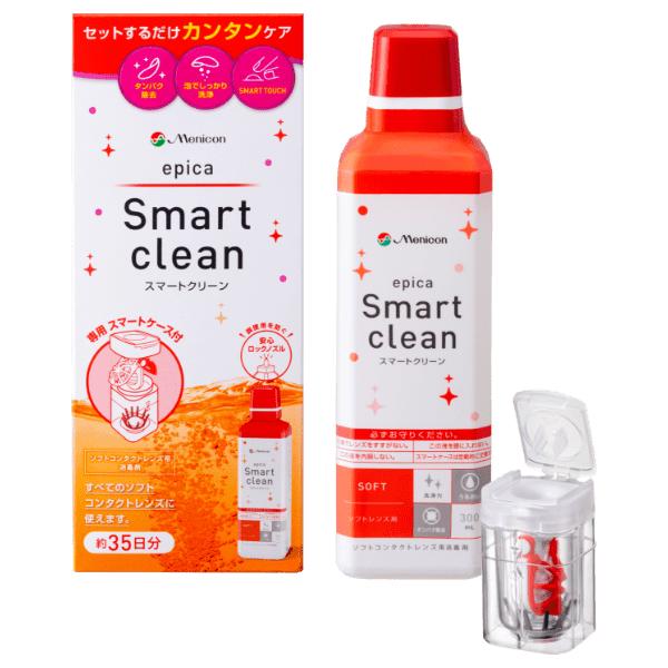 商品名：メニコンエピカ　スマートクリーン300ml　２本セット効能・効果：ソフトコンタクトレンズ(グループIからグループIV)の消毒有効成分：消毒液：過酸化水素 3.42w/v%　　　　：中和樹脂：消毒専用容器に組付け1個中、白金1.5mg...