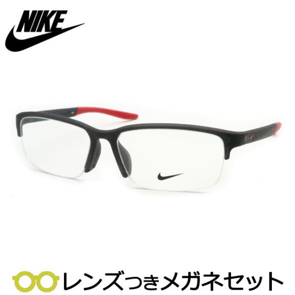 レンズつきメガネセット■品名 　NIKEナイキメガネセット■サイズ 　57□15　145たて36×よこ138男性大きめサイズ相当【サイズの基準】たて幅はフレームを含みますよこ幅は左右の蝶番の間隔です■フレームカラー　マットグレイ■デザイン　...