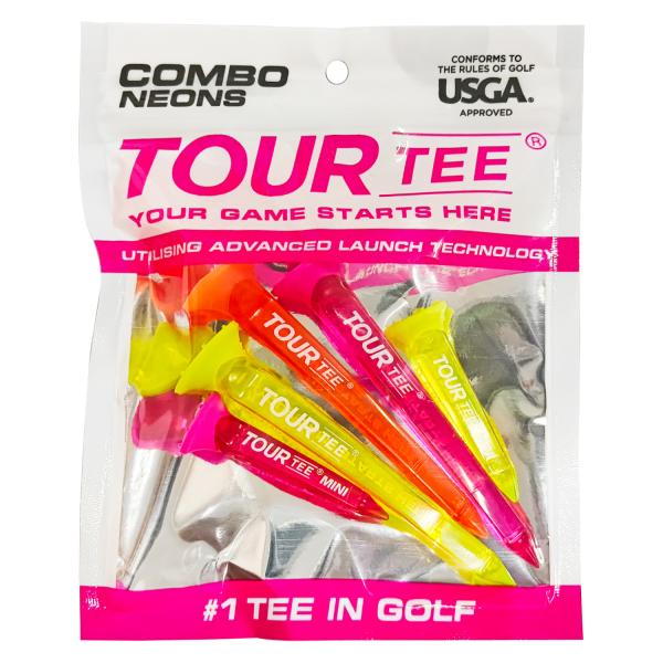 TOUR TEE NEONS 2024年 ツアーティー 『ネオンシリーズ』USGA公認【カップに突起があり摩擦を減らしスピンを抑える特殊ラバー加工！】ポリカーボネート使用で高い耐久性、距離とコントロールを向上！お洒落感があり鮮やかなネオンカ...