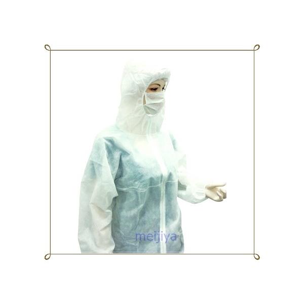 フード付ジャンプスーツ　Ｍ　ホワイト 　1枚メーカー名：（株）メディテックジャパン長繊維使用により発塵しにくい不織布製のフード付きつなぎ服です。（注）マスク、手袋は付いていません。様々な分野の作業着や検査着の他、工場の見学者や短期アルバイト...