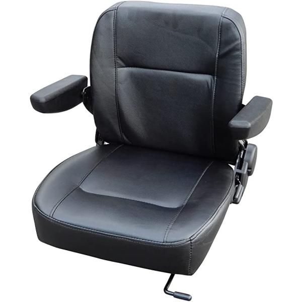 アームレスト（ひじ掛け、肘掛、肘掛け）付き、前後調節（スライドレール シートスライダー）可能、角度調節（リクライニング機能）可能　建設機械（建機）、農業機械（農機）などの運搬車（トップカー）、バックホー（ユンボ、ショベルカー）、フォークリフ...