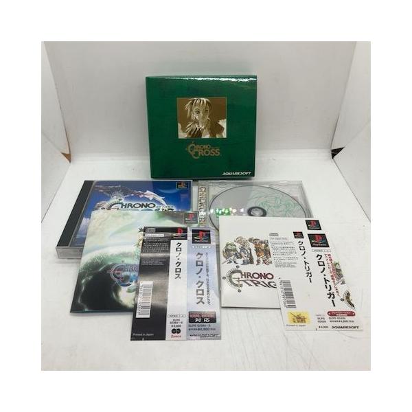 ■商品説明【ページ内の写真・画像はすべてサンプルです】箱、説明書、PS1ソフト「クロノトリガー」、「クロノクロス」有り。説明書の全体、または一部に、わずかな傷み（傷や汚れ、変色、折れ・よれ等）があります。両ソフトの帯に軽度の痛み、汚れ等がご...