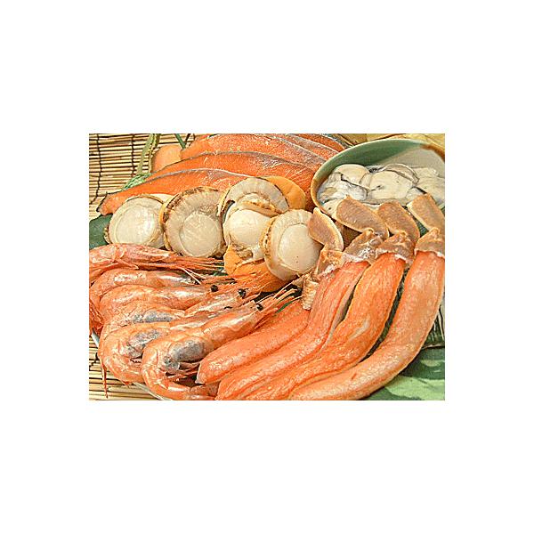 商品内容・海鮮鍋セット(２〜３人前用が目安)・蟹しゃぶ：３本ロシア産・甘エビ：３匹（90ｇ前後）ロシア産・ほたて：３個(100ｇ前後)北海道産・牡蠣：１５０ｇ　広島県産・鮭切り身：３切(180g前後)ロシア産　上記の具材のみの商品、加熱調理...