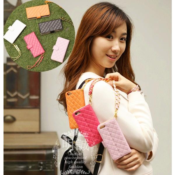 明誠正規品 自社商品・自社工場生産により高品質ストラップ付きレザーケース キルティングを施して上品な魅力をぐっと高めたおしゃれなケース.チェーンストラップが付いてレディな雰囲気を更にプラス。最新のファッションデザインの流れに沿った、上質な革...