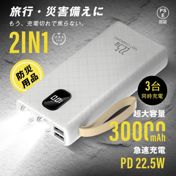 【製品概要】日常にもアウトドアにも、切れる不安からあなたを解放する大容量モバイルバッテリーです。LEDデジタル表示で残量がひと目でわかり、最大3台のデバイスを同時に高速充電。高品質ポリマー電池採用で、安全性と携帯性も追求しました。本製品は、...