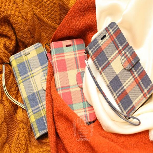 明誠正規品 自社商品・自社工場生産により高品質高級感あふれる革を使っているの二つ折り手帳型ケース。（スタンド機能）カード収納ポケット付いて、ストラップ付きなので、流行のチェック柄でアクセサリー感覚で身につけることができます、男性もドキッとし...