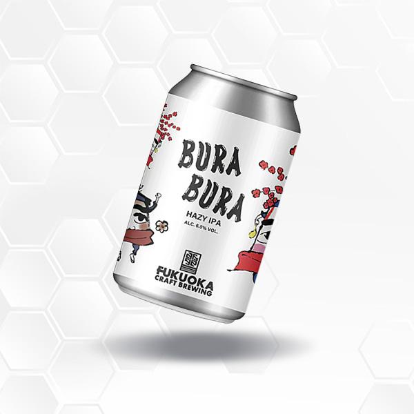 お土産や贈り物で博多で人気の博多菓匠「左衛門」さんとのコラボビールです。アルコール度数は6.5%で口当たりのまろやかさと甘味、ホップの味わいと香りをしっかりと楽しめる1本です。●銘柄：BURA BURA HAZY IPA●蔵元：FUKUOK...