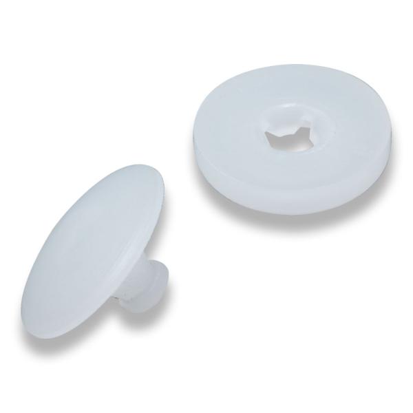 専用の工具は必要なく、手で留められる便利なプラスチック鋲です。製本や紙什器の組立に。【製品仕様】頭径：12mm間隔（メスネジ部分）1.4mm適応穴径：4.5mmカラー：ナチュラル材質：ポリエチレン入数：1パック 50組◎ご注意下さい・出荷ま...