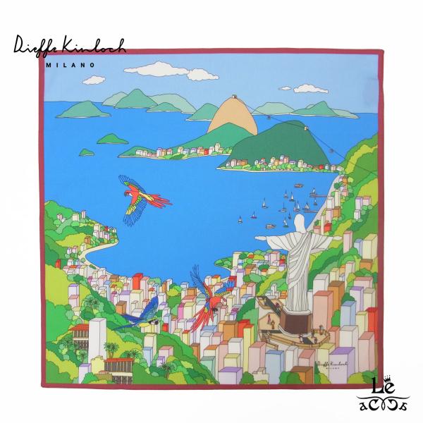 リオの街並みを上空から見渡したような開放感のあるデザインのハンカチ。Dieffe Kinloch（ディエッフェ キンロック）らしい手描き風のタッチとポップな色使いが魅力です。ご自身用にはもちろんギフトにもおすすめです。1辺が約47センチとい...