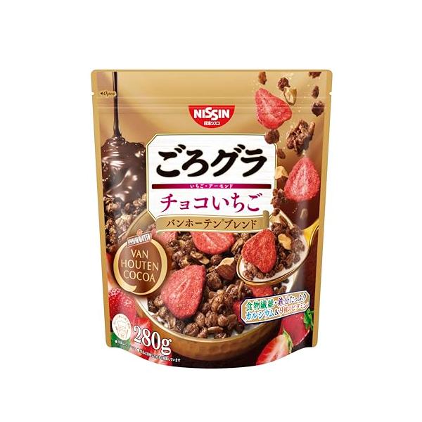 原材料:オーツ麦フレークオーストラリア製造又はイギリス製造又はその他、小麦シリアルパフ大豆を含む、砂糖、ライ麦シリアルパフコーングリッツ、ライ麦粉、小麦粉、その他、植物油脂、乾燥いちご加工品、水溶性食物繊維、アーモンド、ココアパウダー、カカ...