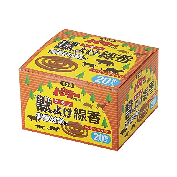 素材:唐辛子粉末 タブ粉 木粉 防腐剤、有効成分:トウガラシ成分サイズ:直径11cm対象動物:猫、イタチ、狸など内容:獣よけ線香 20巻原産国:日本