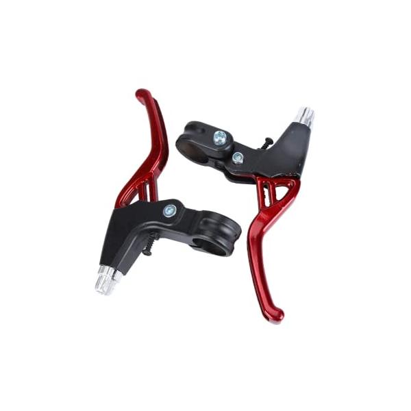 【セット内容】1組の自転車用ブレーキレバー（左右セット ）、色:赤、ハンドルバーの直径：約22 mm / 0.86 インチのマウンテンバイク【高品質の素材】アルミニウム合金製、高強度と耐久性。【使いやすい】自動レバー位置の復元は、クラッシュ...