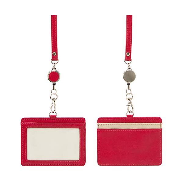 ・両面ポケットタイプ。オモテ面1ポケット+ウラ面2ポケット・本体サイズ:縦78×横105×幅8ｍｍネックストラップ、金具部分含まず・収容サイズ:縦62×横95ｍｍ・ネックストラップ幅:10ｍｍ・ネックストラップ長さ:41ｃｍリール、金具部分...