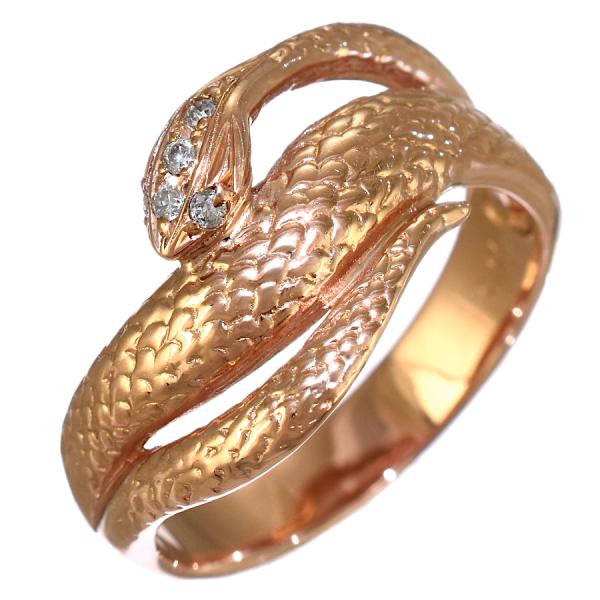 [商品名]：スネークデザインリング[素材]：K18PG[宝石]：ダイヤモンド[ランク]：S[状態]：自社工房にて磨き直し済みのため新品同様にとても綺麗な状態ですが、稀に取り切れない小傷等ある場合がございます。[サイズ]：リングサイズ:13....