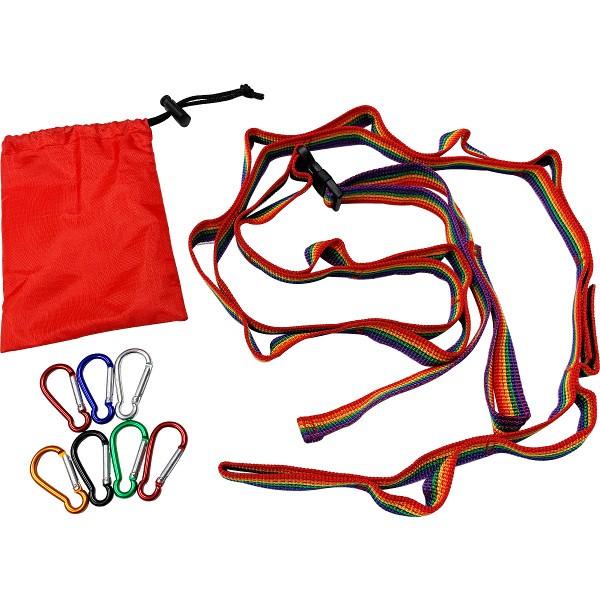 【今だけ！ポイント15倍】キャンプやバーベキューなどアウトドアでスペースを有効に使うことが出来るロープです。鮮やかなレインボーカラーがどんなテントやタープのカラーにもマッチします。キャンプサイトで散らかりがちな小物をおしゃれに整理整頓できま...