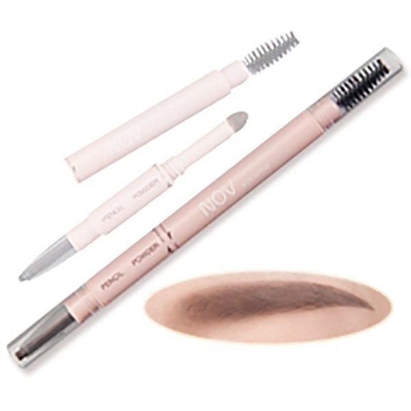 商品情報★ノブ アイブロウ ブラウン■３機能一体型（ペンシル・パウダー・ブラシ）でふんわりと自然な眉が簡単に描ける低刺激性のアイブロウ。