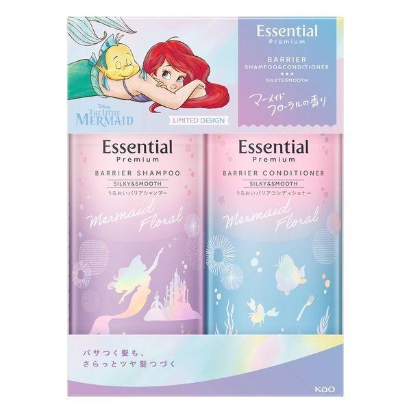 【商品について】【セット内容】エッセンシャルプレミアムバリアシャンプー 450mlエッセンシャルプレミアムバリアヘアコンディショナー450ml厳選した美容液成分うるりドロップ配合スクワラン、シアバター、加水分解コラーゲン、ヒアルロン酸Na、...