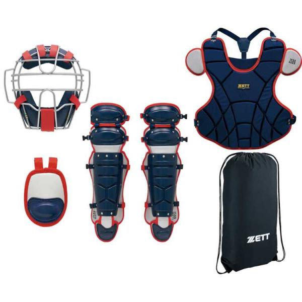 2023FWマスク、スロートガード、プロテクター、レガーツをセットにして専用袋に入れたベーシックタイプのお手頃価格の軟式用4点セット。マスクフレームをシルバーにして高級感を実現したカラータイプ。素材:マスク/中空鋼、スロートガード/ポリエチ...