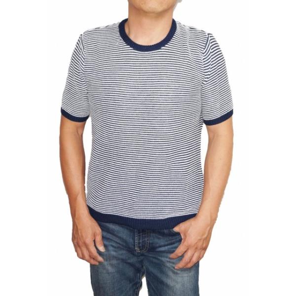 HIDEWAYS BLACK by NICOLE 半袖 ニットT 紺 8465-6130 メンズ ハイダウェイニコル ネイビー 夏物