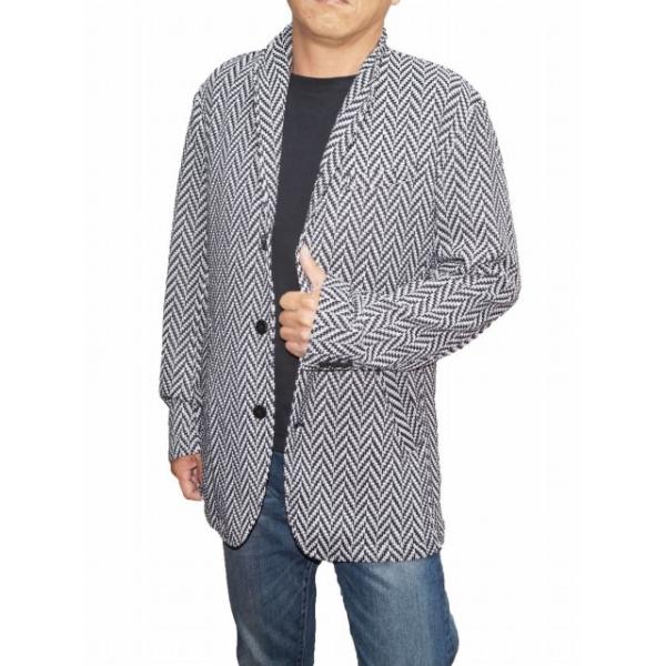 ハイダウェイ HIDEWAYS BLACK by NICOLE ニットジャケット スタンドカラー 9165-3530 メンズ ブラック ホワイト 秋物 春物 立ち襟