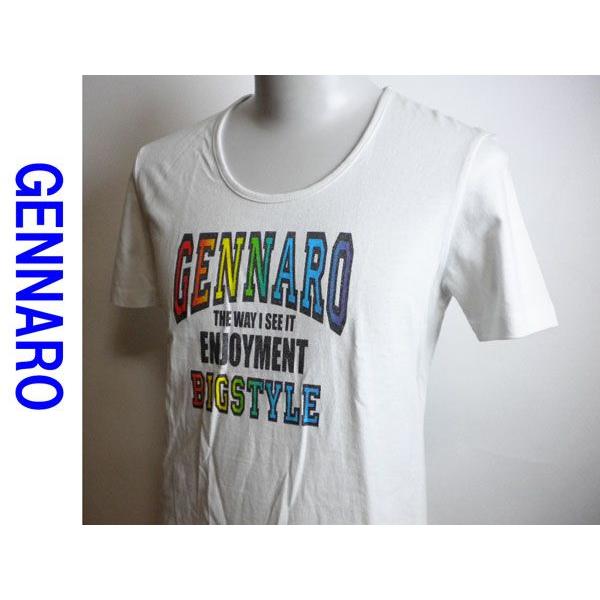 新品　♪　ジェンナロ　ＧＥＮＮＡＲＯ  半袖Ｔシャツ 　ホワイト　白色　文字　サイズL