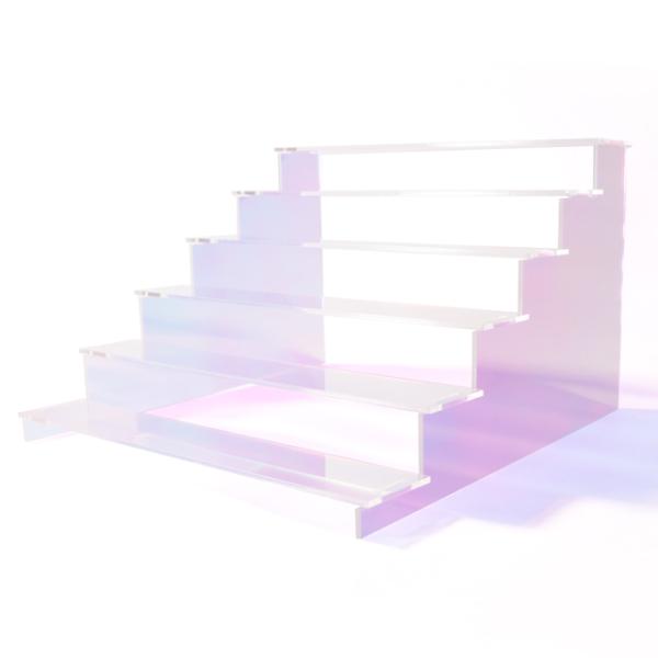 【商品仕様】■品番：AURORA-DP6■段数：6段■サイズ：W300×H193×奥行300mm　1段の奥行：50mm　段差：33mm■カラー：オーロラ■材質：アクリル（3mm厚）■セット内容：サイドパーツ2枚、階段パーツ6枚■納期：3営業...