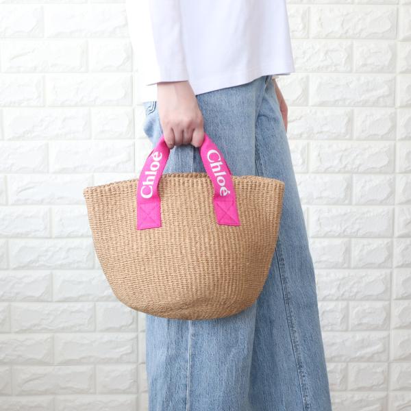 訳あり CHLOE クロエ かごバッグ キッズ  ・ブランド : CHLOE' クロエ・モデル名 : バスケットバッグ・品番　　 : CHC24SB2004549L　　　　　：C20045・カラー　：Pink（持ち手 ピンク 本体 ブラウン...