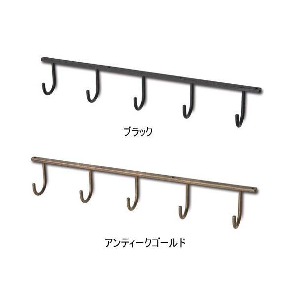 西洋館ただようシンプルなデザインが、すべての生活空間で調和します。アイアンハンギングフック 5連 全2色のご紹介です。■サイズ：約 巾41×奥行4.5×高さ6.5cm■素材：アイアイン■生産国：インド■アンティーク調■１つの価格です。■ネジ...