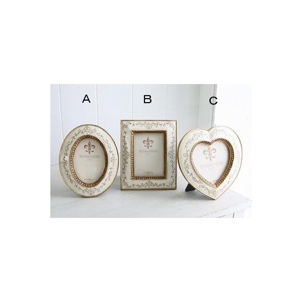 クラシカルなデザインが繊細で、お上品な写真立てのご紹介です。Ａオーバル：W10xD1.3xH12.5cm、フォトサイズ：6x9cmＢレクト：W10xD1.3xH12.5cm、フォトサイズ：6x9cmＣハート：W12xD1.3xH12.5cm...