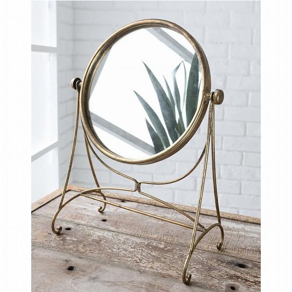 コベントガーデンよりアンティークな雰囲気の、アンティークゴールド・ラウンドミラーのご紹介です。■卓上型の、シンプルベーシックな鏡です。■サイズ：約 幅28.5×奥行14.3×高さ38cm、ミラーφ22cm■素材：スチール、ミラー■品番：KW...