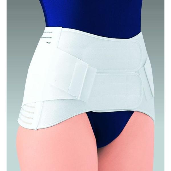 ■安定した固定力を提供する腰部固定帯です。■フィット性を向上させる腹部の２分割構造により、容易な腹圧調整が可能。■補助ベルトと４本のアルミステーが腰部をしっかりサポート。■背部素材に、優れた通気性を提供するスパンラッセル生地を採用。