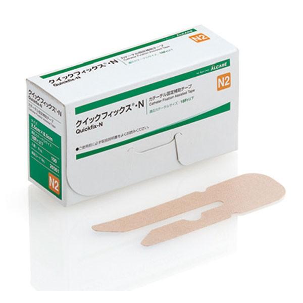 【特徴】経験を問わない、スキルを問わない、補助固定へのこだわりが詰まったテープです。【仕様】製品名：クイックフィックスN種類：N2号商品コードNo：20361サイズ：2.5cmｘ8.5cm適応カテーテルサイズ：18Fr以下入数：1箱100枚