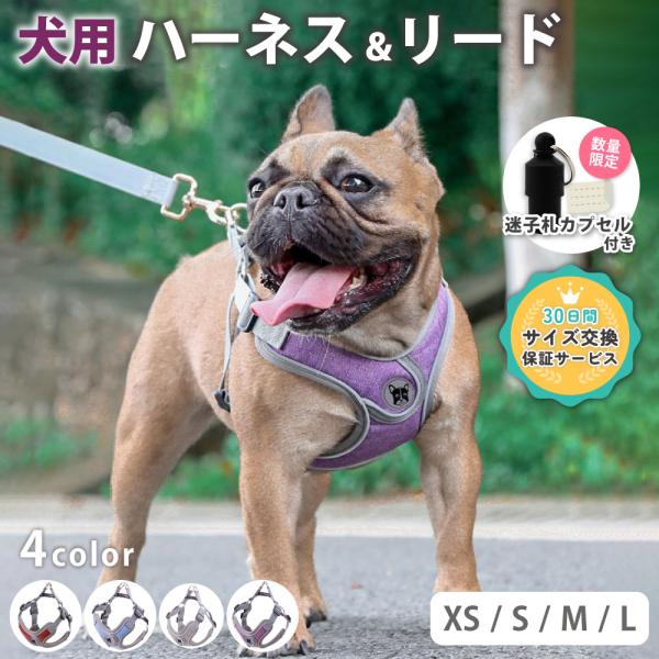 【ラムール 犬用 ハーネス＆リードセットの特長】愛犬とのお出かけを、もっと安心・快適にするアイテム、ハーネス＆リードセットは、大切な愛犬のための安心・安全・快適さを追求しました！・着脱簡単ワンタッチ中央のバックルはワンタッチで着脱もカンタン...