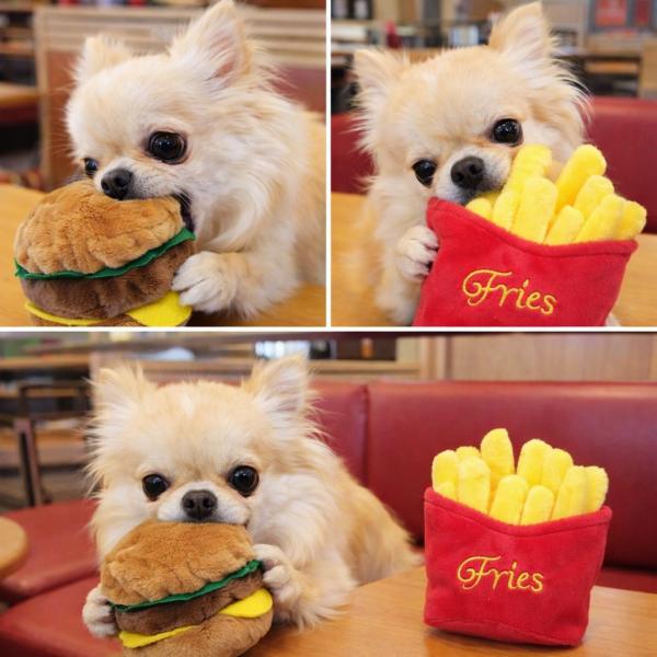 ハンバーガーとポテトのおもちゃ鳴き笛入り※ネコポス便の場合圧縮して発送させていただきますので、圧縮ご希望されない場合は宅配便をご選択ください。