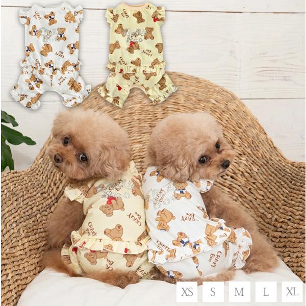 キュートなくま柄デザインのロンパース。CRAZYBOOのロゴがラインストーンで施され、キラキラと輝きます。肩・腰・裾にはフリルをあしらい、可愛らしさをさらに引き立てます。商品詳細素材：綿100%（肌触りが良く快適な着心地）カラー：オフホワイ...