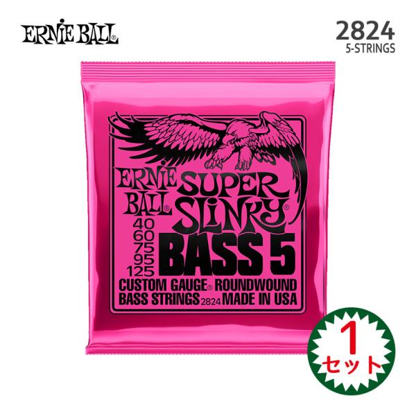 アーニーボールの5弦ベース弦「SUPER SLINKY BASS 5 2824」です。ブライトかつハイからローまでバランスのとれたサウンドで、全てのミュージックスタイルにフィットする高い人気のワウンド弦です。ゲージ（太さ）は.040〜.12...