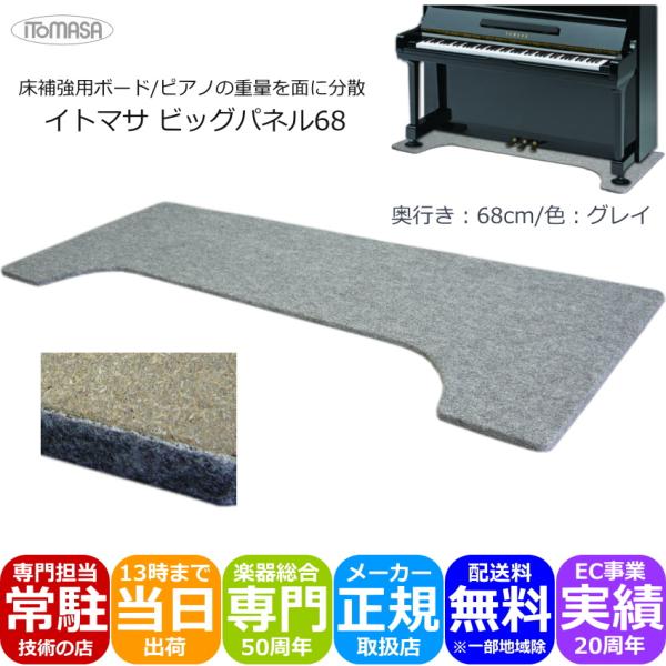 床補強ボード　イトマサ　ビッグパネル　奥行き68cm　グレイ本商品は、床補強用のアップライトピアノ専用ボードです。現在、補強ボードは代表的なもので本商品「ビッグパネル」の他に、フラットボードやビッグボードがございますが、その種類も増えピアノ...