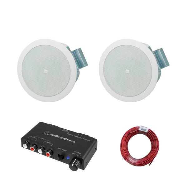 セット内容：JBL設備スピーカー Control 24C Micro(2本1組)/audio-technica デジタルパワーアンプ/スピーカーケーブル50m×1空間に溶け込むようなさりげないBGM再生に最適なコンパクトスピーカーのセットで...