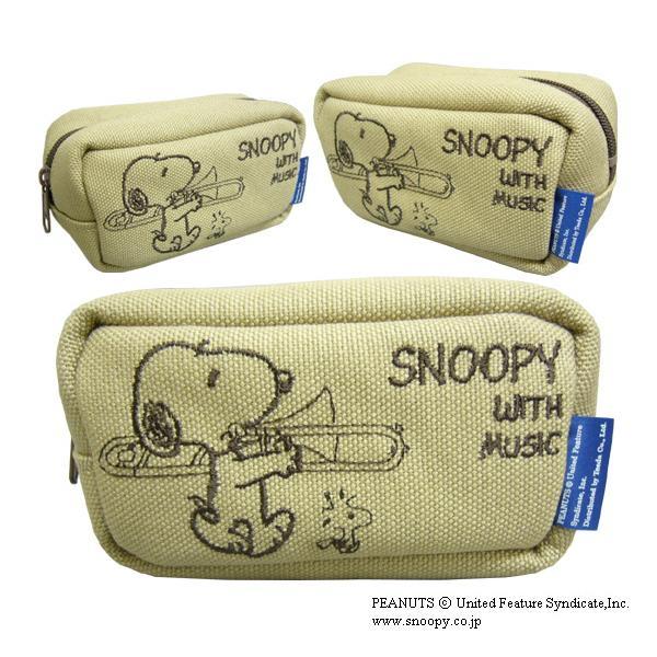 スヌーピー マウスピースポーチSNOOPY with MUSICテナー・テナーバス・バストロンボーン用【デザインについて】かわいいスヌーピーデザインのマウスピースポーチです♪トロンボーンを吹いているスヌーピーはプリントではなく、刺繍でデザイ...