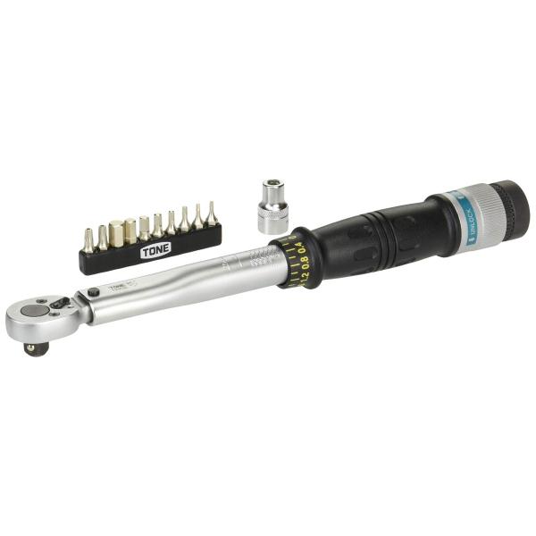 トネ(TONE) プレセット形トルクレンチ T3HC30C 差込角9.5mm(3/8") 30N・mセット内容/ビットセット(ビット用ホルダー10個付):2、2.5、3、4、5、6、8mm(2mm2個)・T25(T型トルクス〔いじり防止タイ...