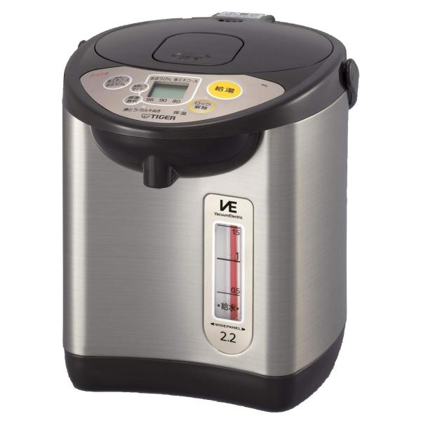 Size:2.2L_Style:省スチーム/節電 タイガー電気ポットPIL-A220-T蒸気量約1/2カットの省スチーム沸とう2時間以上使わなければ、自動的に保温を5℃下げる「省エネコース」5段階の節電タイマー付き4段階の保温温度選択・・・...