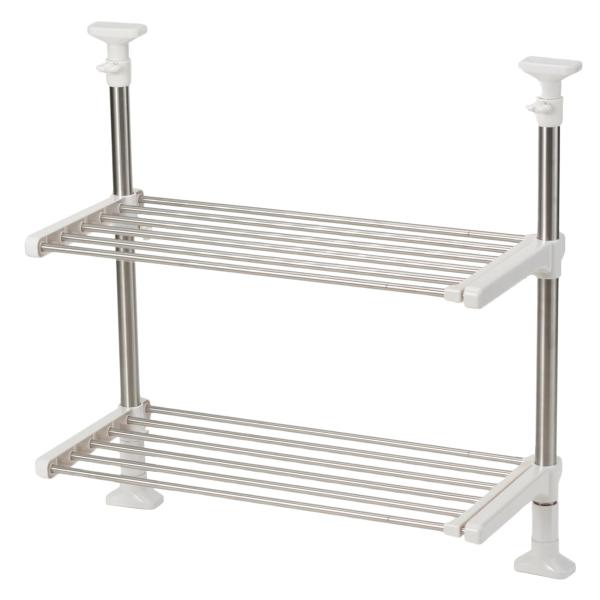 Style:スライド式突っ張り棚 2段 高儀 TAKAGI ステンレス スライド式 伸縮突っ張り棚 2段 棚 幅調整可能 つっぱり 工事不要 シルバー キッチン置き棚 収納棚 キッチン収納 錆びにくい 耐荷重10kg●サビにくいステンレス製...