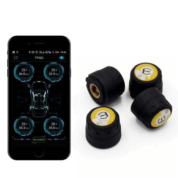 zmart Android iOS対応 TPMS Bluetooth 4.0 タイヤ 圧力 監視システム 温度 パンク 警告 外付けセンサー 日本語取説付きセンサーは外付け。Bluetooth 4.0（Bluetooth Low Energ...