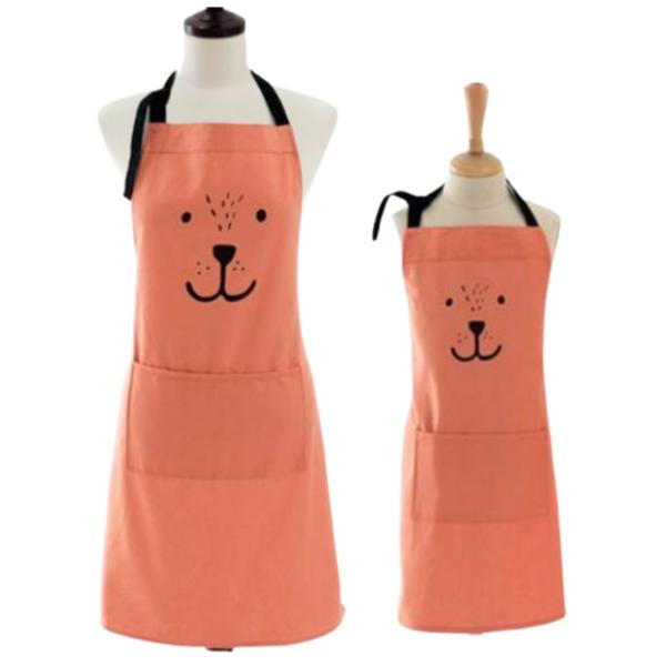 Color:親子セット オレンジ [Lumierechat] エプロン 親子 親子エプロン ペア お揃い クマ 大人用 子供用 学校 保育園 幼稚園 2枚 セット a-b1509 (オレンジ)【親子エプロンセット】かわいいクマの顔がデザイン...