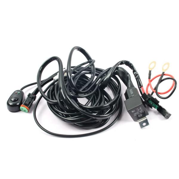 Size:1灯用 POOPEE ライト用リレーハーネス DC12V 作業灯 ワークライト フォグランプ汎用 表示LED搭載スイッチ付き LED取付用配線キット ワイヤーハーネス 【1灯用】●12V車対応/1灯用/LED＆HID対応/300W...