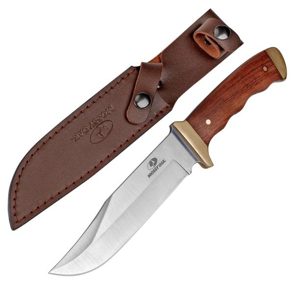 MOSSY OAK アウトドアナイフ シースナイフ フルタング構造 天然ウッドハンドル 全長275mm 登山 キャンプ トレッキング 釣り 家庭 DIY 防災用 専用シース付き【仕様】全長：27.5cm、刃体長さ：14.5cm。素材：ステン...