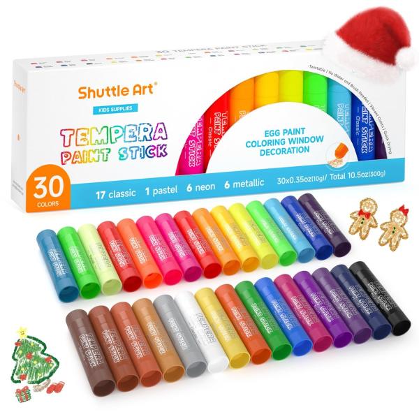 Size:基本セット Shuttle Art クレヨン 30色セット 水で落とせる テンペラペイントスティック 繰り出し式 安全 ウォッシャブル 折れにくい 落書き 塗り絵 紙/ガラス/木に描ける お絵描きセット 子供 プレゼント 入学お祝...