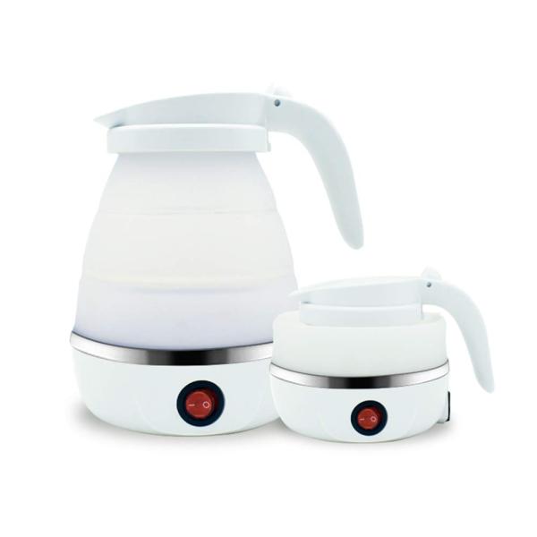 Aseech 折りたためるケトル 600ml 電気ケトル 携帯ポットシリコン キャンプ 電気ポット 湯沸かしコンパクト 携帯便利 旅行用品「小型で軽量」2秒くらいで簡単にたためます。重さは約540g（本体のみ）。折りたたむと高さは10cmほ...